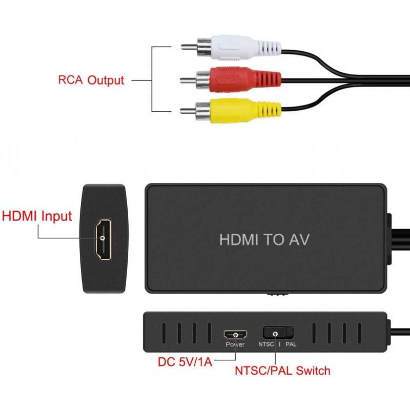 Konwerter HDMI do RCA Adapter AV CINCH CVBS Konwerter HDMI do RCA Adapter AV CINCH CVBS