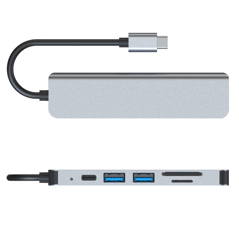 Adapter Hub USB C 3.0 CZYTNIK TF HDMI 4K 6w1Mac PD