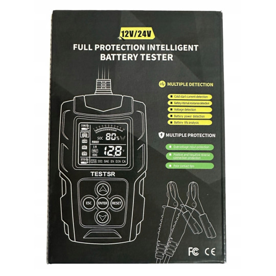 CYFROWY TESTER DO AKUMULATORÓW BATERII 12V 24V FOXSUR FBT200 3Ah - 200Ah